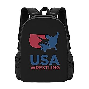 Usa Wrestling Big Capacity Travel Hiking Backpack For Girls Boys, Travel Laptop Backpack