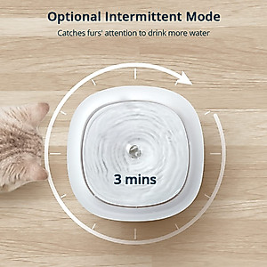 PETEMPO Cat Water Fountain with Wireless Pump, 68oz/2L Ultra Quiet Cat Fountain, Automatic Pet Drinking Fountain for Cats Dogs Inside with 2 Flow Modes, LED Light Indicator, Filter Included