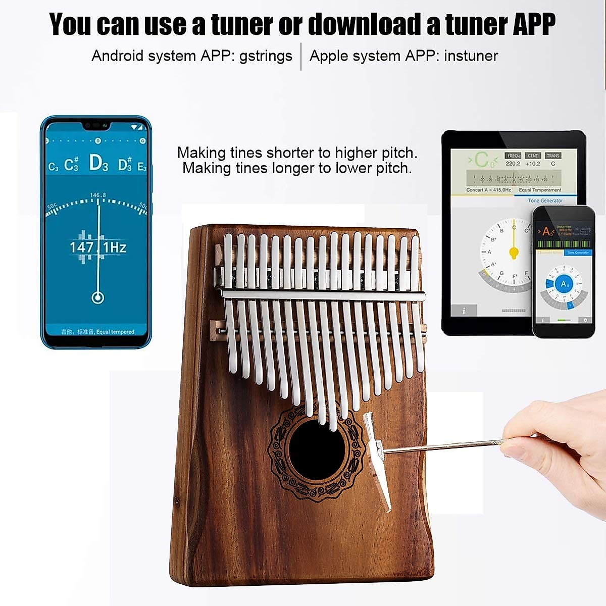 MSDance 17 Keys Kalimba Thumb Piano, Solid Koa Wood Professional Thumb Piano with Waterproof Protective Box,Kalimba stand and Study Instruction,Gift for Beginners Professional (Hand-rest Curve)