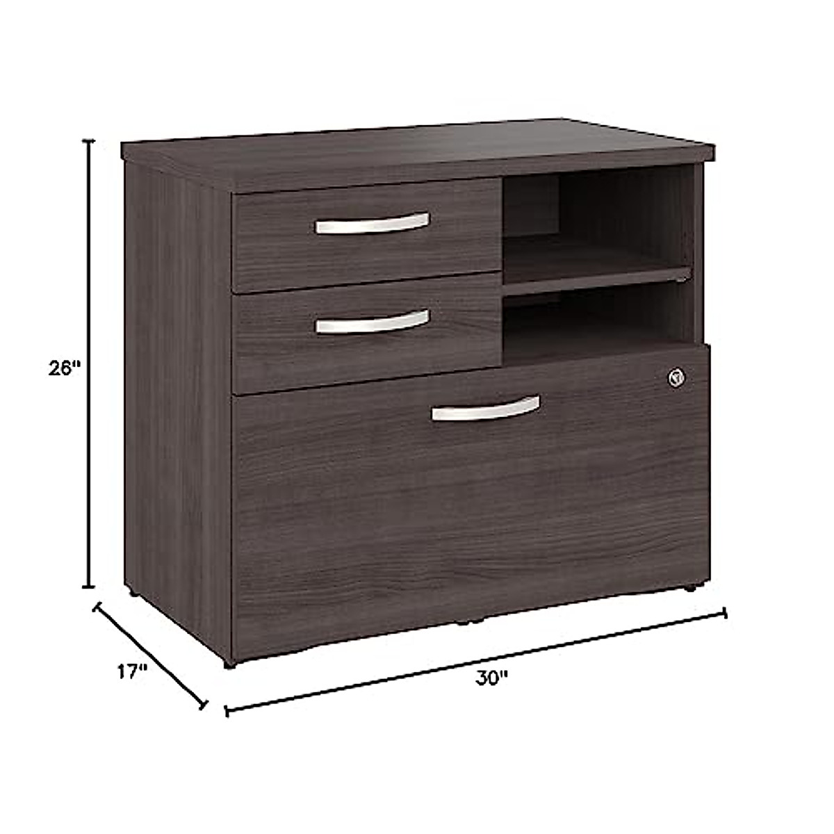 Bush Business Furniture Hybrid Office Storage Cabinet with Drawers and Shelves, Storm Gray