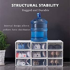 24pcs Shoe Storage Box Foldable Storage Plastic Clear Home Organizer Stackable Shoe Organizer Boxes, Clear Plastic Shoe Organizer for Closet, Easy Assembly Space Saving Foldable Shoe Holder Containers Bins