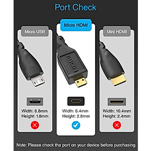 BlueRigger Micro HDMI to HDMI Cable (6FT, 4K 60Hz, HDR, High Speed, Ethernet) - Compatible with GoPro Hero 7/6/5/4, Raspberry Pi 4, Sony A6000/A6300 Camera, Nikon B500, Lenovo Yoga 3 Pro, Yoga 710