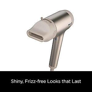 Shark HD120BRN Blow Dryer HyperAIR Fast-Drying with IQ 2-in-1 Concentrator, Styling Brush, and Curl-Defining Deep Diffuser Attachments, Ionic, No Heat Damage, for All Hair Types, Stone