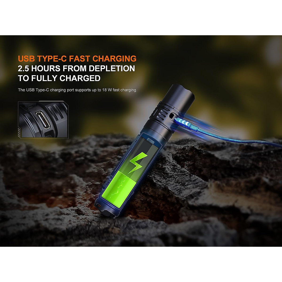 Fenix PD36R V2.0 1700 Lumen Rechargeable Flashlight, USB-C Tactical Duty Light with Battery, and LumenTac Organizer