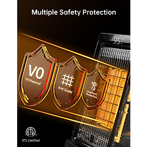 Space Heater, SANVINDER 1500W Portable Electric Heater for Bedroom, ECO Thermostat 90° Oscillating, 24 hours timer, Fast Heating, with Remote, Overheat Protection, LED Display for Office