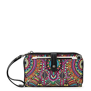Sakroots Artist Circle Smartphone Crossbody in Eco Twill, Detachable Wristlet Strap, Rainbow Wanderlust