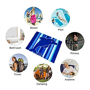 only warm Large Thin Microfiber Beach Towel,Fast Quick Dry Sand Free Lightweight for Men Women Boys Girls (Blue)