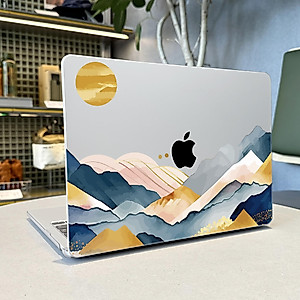 Yebiseven for MacBook Air 13.6 inch M3/M2 Case 2024 2022 Released A3113/A2681, Laptop Hard Shell Case with Keyboard Cover & Screen Protector & OTG Adapter & 2 Webcam Covers, Oriental Mountain