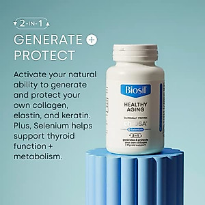 Biosil Healthy Aging - 60 Capsules - Beauty, Vitality & Thyroid Support - with Patented ch-OSA & Selenium - 60 Servings