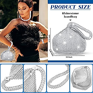 Meanplan Silver Bling Clutch Purse Rhinestone Jewelry Set 4 Pieces Crystal Dangle Fringe Earrings Bridal Wedding Choker Necklace Bracelet and Evening Clutch Bag for Women Girls (Cute Style)