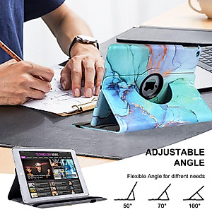 Rouceyxin New iPad 9.7 2018 2017 / iPad Air 2 Case - 360 Degree Rotating Stand Protective Cover with Auto Sleep Wake for iPad 9.7 inch (6th Gen, 5th Gen) / iPad Air 2/ iPad Air (Green Marble)