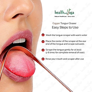HealthAndYoga™ qSwipe Copper Tongue Cleaner Scraper - Hygienic, Non-Synthetic Grip – Tongue Brush Cleaner (Copper - 2-Pack)