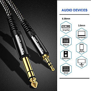 3.5mm to 6.35mm Stereo Audio Cable 20 ft,Yeung Qee 1/4 to 1/8 Audio Cable,3.5mm Male to 6.35mm Male TRS Nylon Braid Cable Compatible for iPod, Laptop,Home Theater Devices, and Amplifiers (20FT/6M)