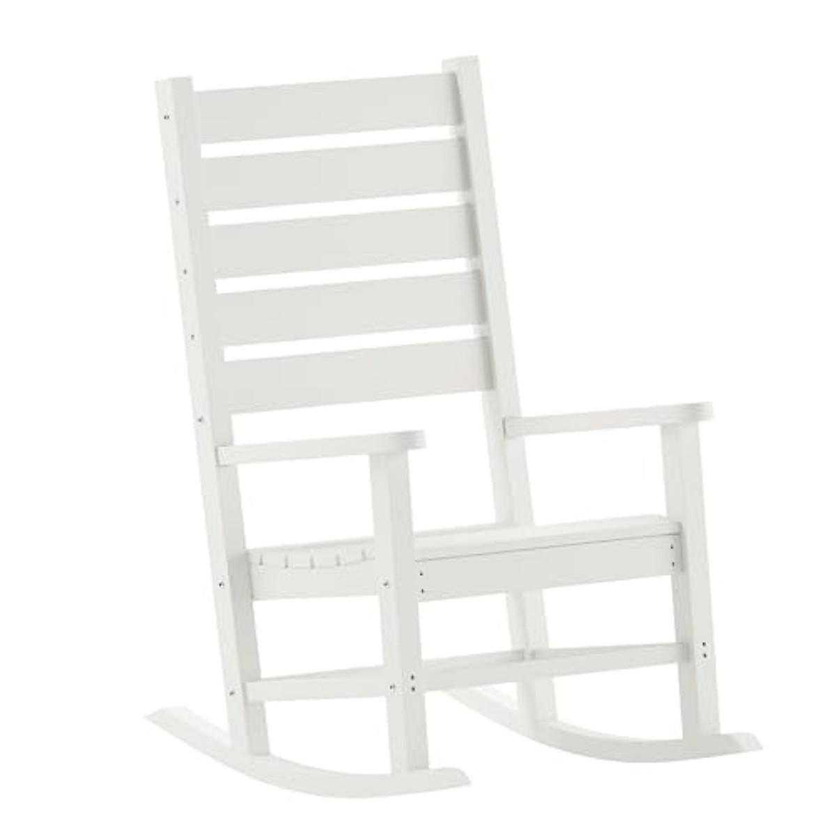 Flash Furniture Manchester Commercial Grade Outdoor Rocking Chair, All-Weather HDPE Indoor/Outdoor Rocker, White