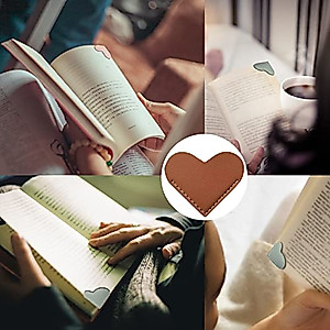 9 Pcs Leather Heart Bookmark, Heart Corner Page Book Marks, Bookmarks Accessories for Women, Kids, Reading Lover, Handmade Book Reading Gift for Book Lovers