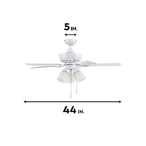 Portage Bay 51444 Miller Park Ceiling Fan, 44, White