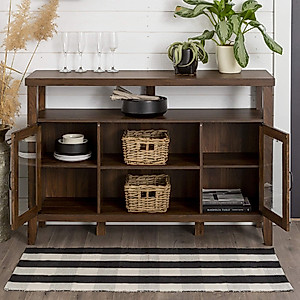 Walker Edison Tall Wood Universal TV Stand with Open Storage For TV's up to 58" Flat Screen Living Room Storage Entertainment Center, 52 Inch, White Oak