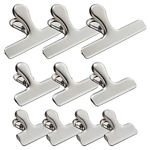 Stockroom Plus Metal Chip Clips for Food Storage, Stainless Steel Bag Clips for Kitchen Supplies (3 Sizes) - Set of 10