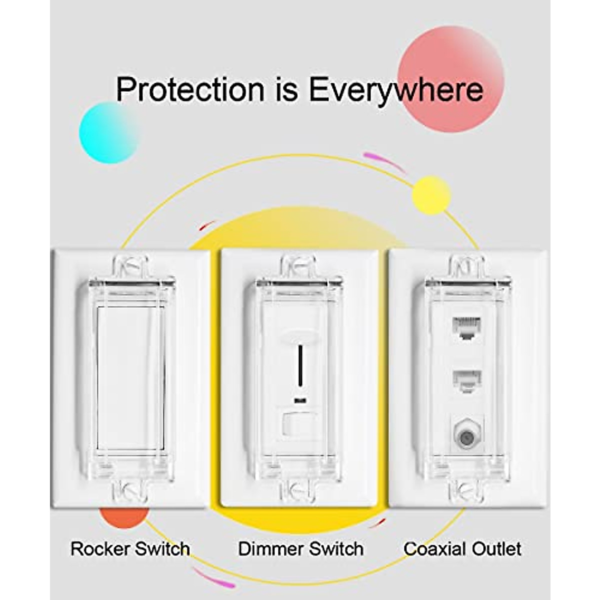 Light Switch Guard, ILIVABLE Child Proof Rocker Switch Plate Cover Prevents Kids or Accidental Turned On/Off Switch While Allowing Access (Clear, 2 Pack)