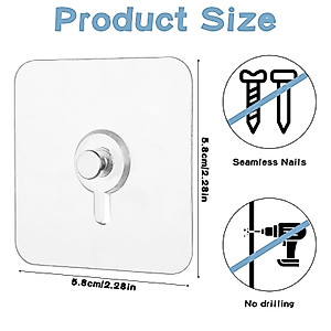 Dimeho 20Pcs Heavy Duty Single Nail Free Picture Hangers without Nails Adhesive Hooks Wall Hangers No Damage Wall Hooks Hanging Reusable Screw Free Sticker for Kitchen Bathroom Home Office Key