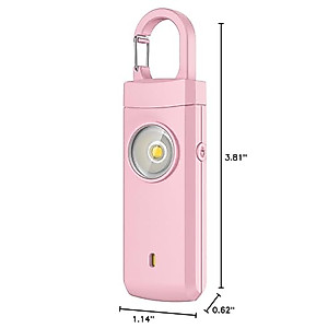 ANKOSHUN Rechargeable Personal Alarm for Women - Christmas Birthday Gifts for Women, Daughter, College Student, Teen Girl, Elders, Kids, Siren Alarm, USB Charging, Pink