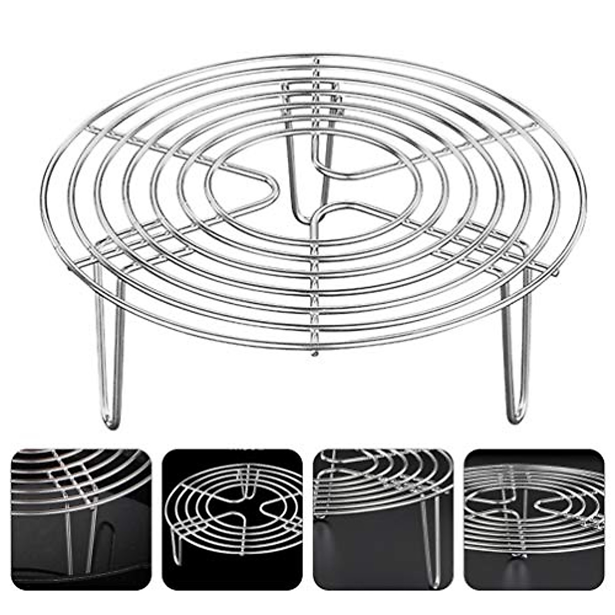 Healeved Round Steamer Rack Stainless Steel Canning Rack Cooling Rack for Steaming Cooking and Baking