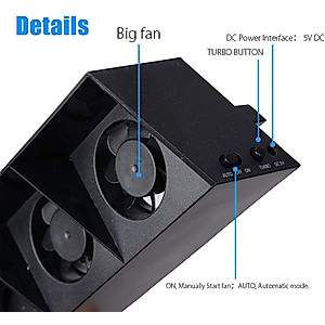 Linkhood Cooling Fan for PS4, USB External Cooler 5 Fan Turbo Temperature Control Cooling Fans for Sony Playstation 4 Gaming Console