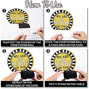 Vellibring 9PCS Graduation Table Decorations Black Gold Class of 2024 Honeycomb Centerpieces Toppers for Congrats Grad Party Favor Supplies