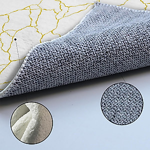 Contemporary Area Rug Carpet for Kids Teen Girls Boys Bedroom, Living Room, Washable Outdoor Indoor Accent Throw Runner Floor Mat Area+Rug Gold White Minimalist Geometric Line 3.3FT(Round)