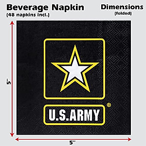 Havercamp U.S. Army Beverage Napkins (48 pcs.)! 48 US Army Napkins, 5 inch Square (folded) in the Officially Licensed United States Army Logo.
