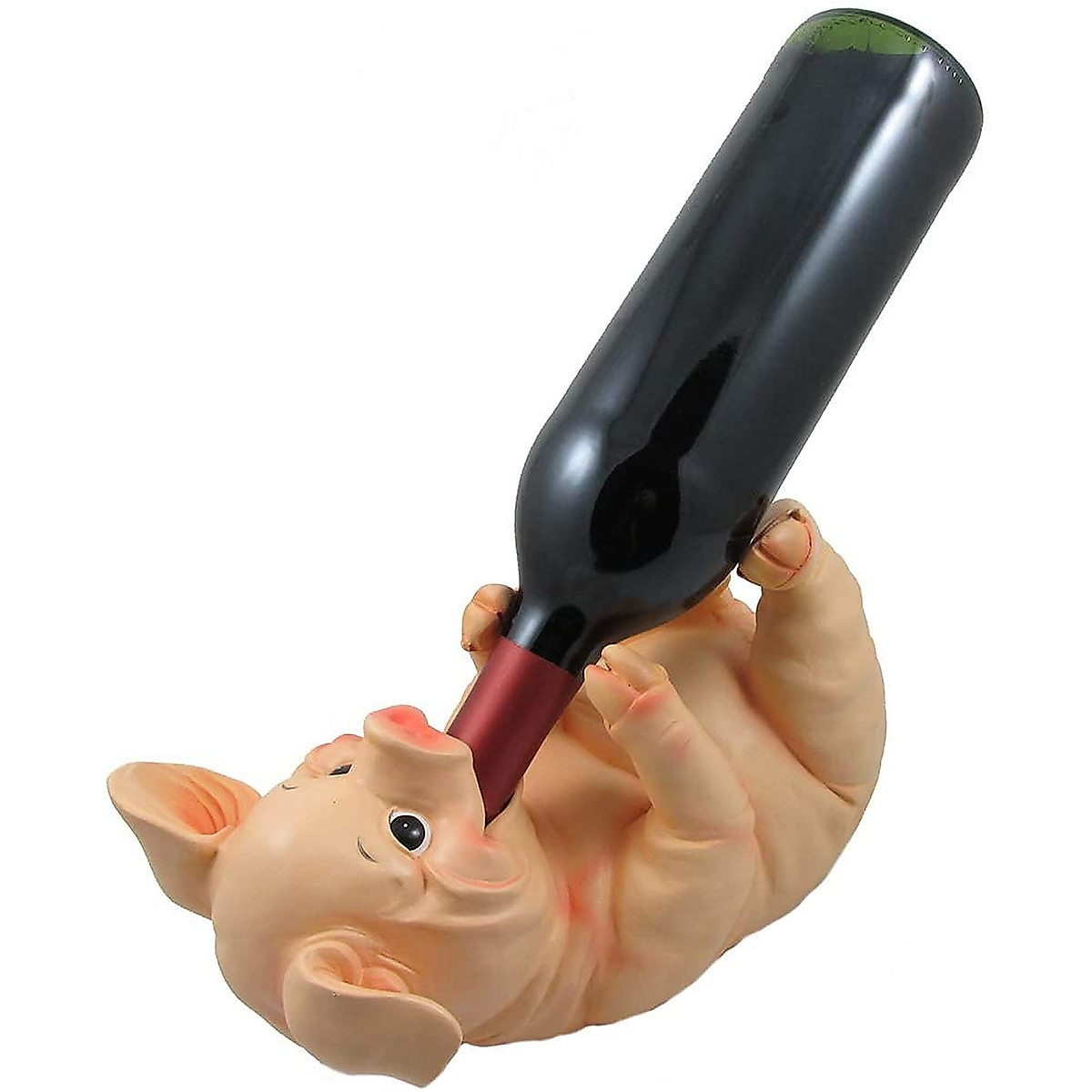Drinking Pig Wine Bottle Holder Sculpture for Country Farm Bar and Kitchen Decor Tabletop Wine Stands & Racks and Decorative Collectible Statue Gifts for Farmers
