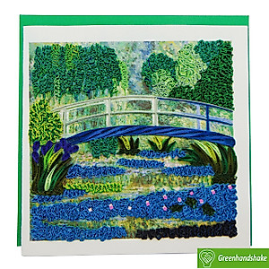 Claude Monet's Water Lilies and Japanese Bridge (1899) Quilling Art Greeting Card,Design Greeting Card for Birthday, Valentine's Day, Get Well, All Occasion. Framable Artwork for Art Lovers
