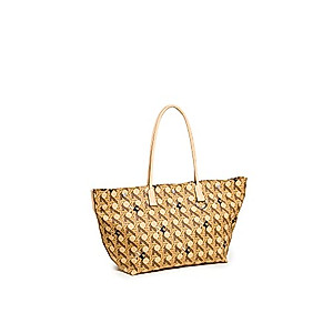 Tory Burch Women's Canvas Basketweave Tote, Tan Basketweave, One Size