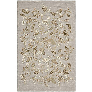 MARTHA STEWART by SAFAVIEH Collection 5' x 8' Squirrel Gray MSR3611D Handmade Autumn Woods Wool & Viscose Area Rug