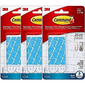 Command Plastic Large Water-Resistant Refill Strips, 12-Strip