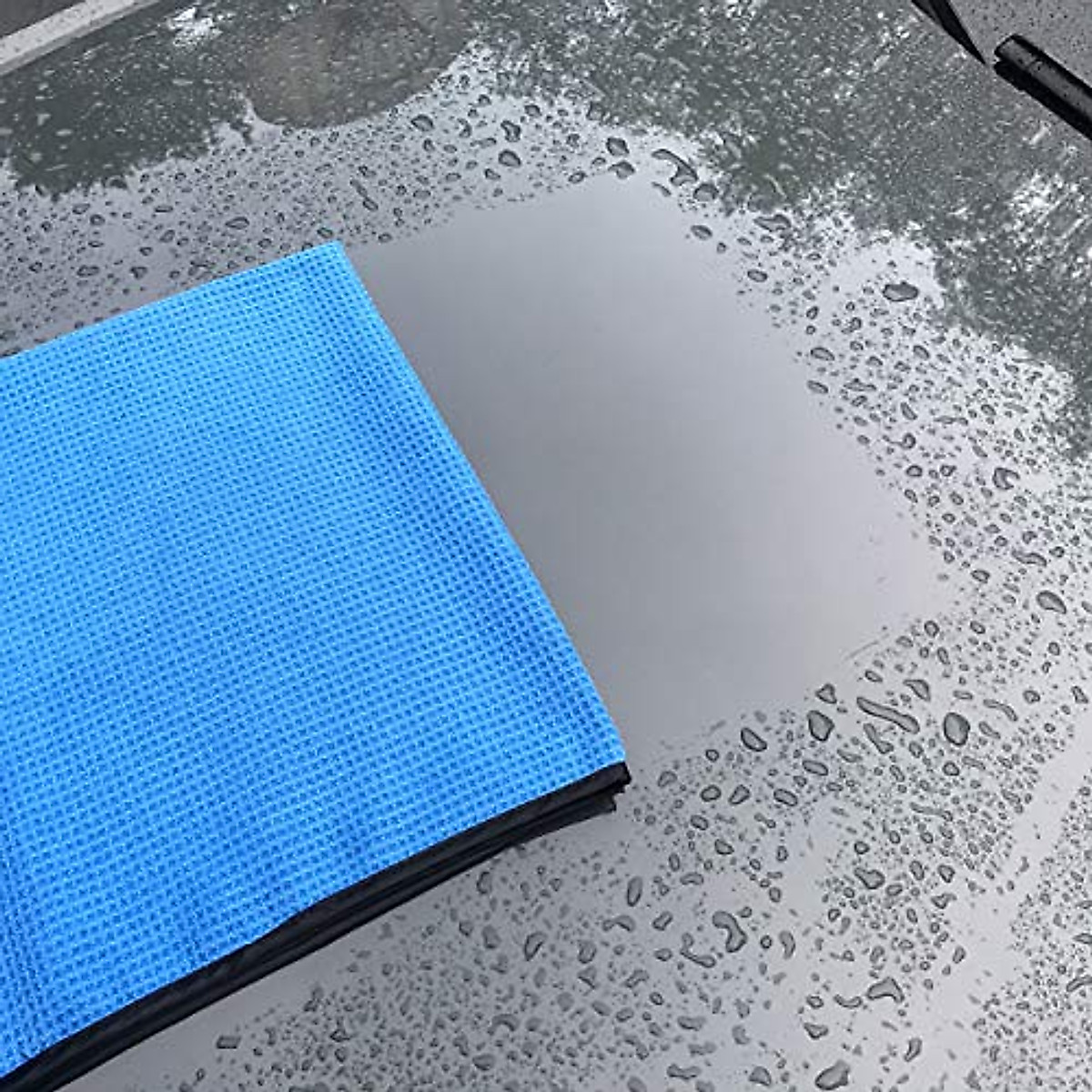 POLYTE Elite Microfiber Drying Towel (25x36, 2 Pack, Waffle, Blue)