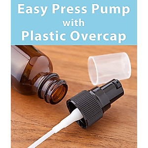 JUVITUS Amber Glass Boston Round Black Treatment Pump Bottle - 2 oz (2 Pack)