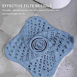 Prevent Blockage, Silicone Floor Drain Filter, Built-in Suction Cup Bathtub Drain Cover, Easy to Install Suitable for Bathroom Bathtub Kitchen Blue Four Pack