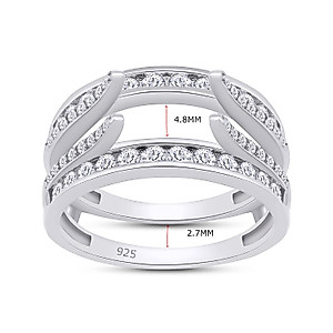 SAVEARTH DIAMONDS 1CT Round Lab Created Moissanite Diamond Combination Cathedral & Classic Enhancer Ring Guard In 14K White Gold Over Sterling Silver (1Cttw)-6.5