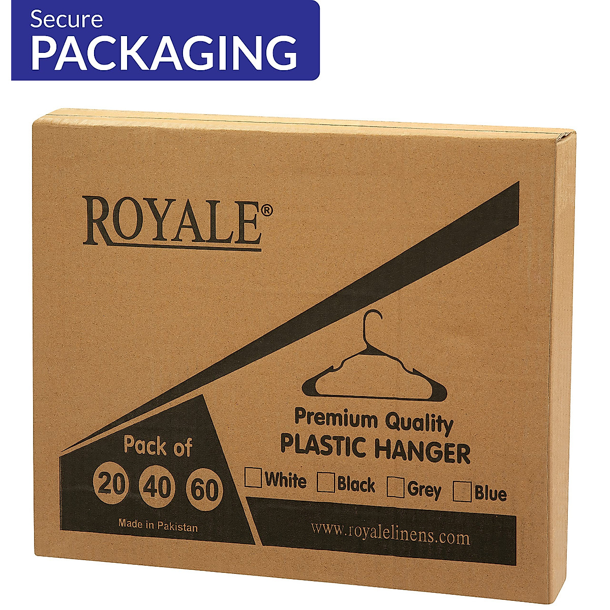 ROYALE 20 Pack White Plastic Hangers For Clothes - Heavy Duty Plastic Clothes Hanger Ideal For Everyday Standard Use - Lightweight & Space Saving Notched Plastic Hangers - Slim & Sleek Shoulder Groove