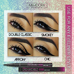 Eyeliner- Cruelty Free Waterproof Liquid Eye liner Pen –NON Toxic Formula - ALL DAY WEAR - Gel Felt Tip High Pigment – Winged, Cat Eye, Smudge, Tear Proof Makeup– No Stamp, No Pencil Sharpener