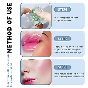 HOSAILY 2Pcs Blush Rouge Color Changing Blusher for Cheek and Lip, Magic Lip Balm Multi Use Cream Liquid Blush Gel Transparent Color Changing Blush Lip Gloss Long Lasting Glossy Shiny Blush Makeup