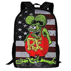 Rat Anime Cute Fink Backpack Computer Bag Shoulders Daypack Business Unisex Backpack Lightweight 3D Print Backpack Gifts with Bottle Side Pockets
