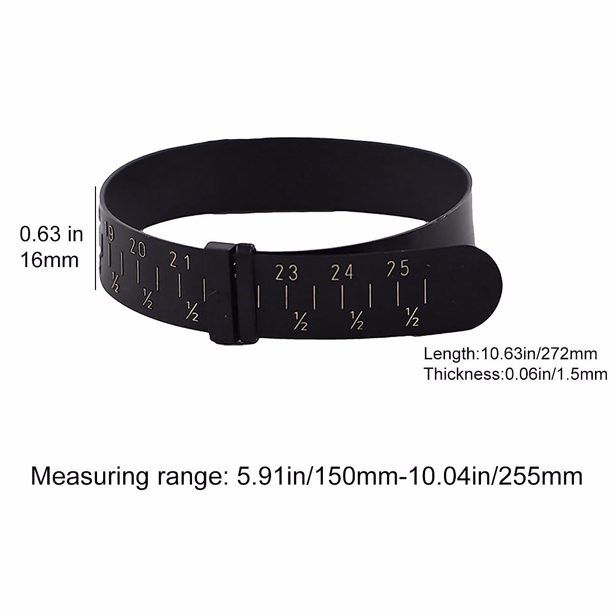 Ring Size 1-17 US Size Ring Size Measuring Tool with Magnifier Bracelet Size Measuring Tool for Men and Women (Black Size Gold Scale)
