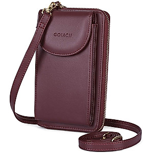GOIACII Small Crossbody Bag RFID Blocking Cell Phone Women Wallet Leather Purse with Credit Card Slots Shoulder Leather Straps