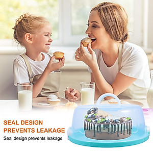 DOITOOL Plastic Portable Cake Box Dish Food Covers Locking Cake Carrier Holder Round Bread Container Cheese Cloche Dome for Food Cake Takeaway Supplies Blue