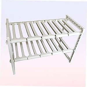 DELURA Sink Drying Rack Cabinet Storage Shelf Rack Under Sink Organizer Under Sink Expandable Shelf Organizer Bathroom Organizer Under Sink Over The Sink Shelf Curtain Tableware White/24