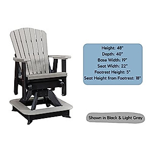 DutchCrafters Slat Fan Back Poly Balcony Adirondack Swivel Glider with Footrest Outdoor Patio Chair (Black & Blue)