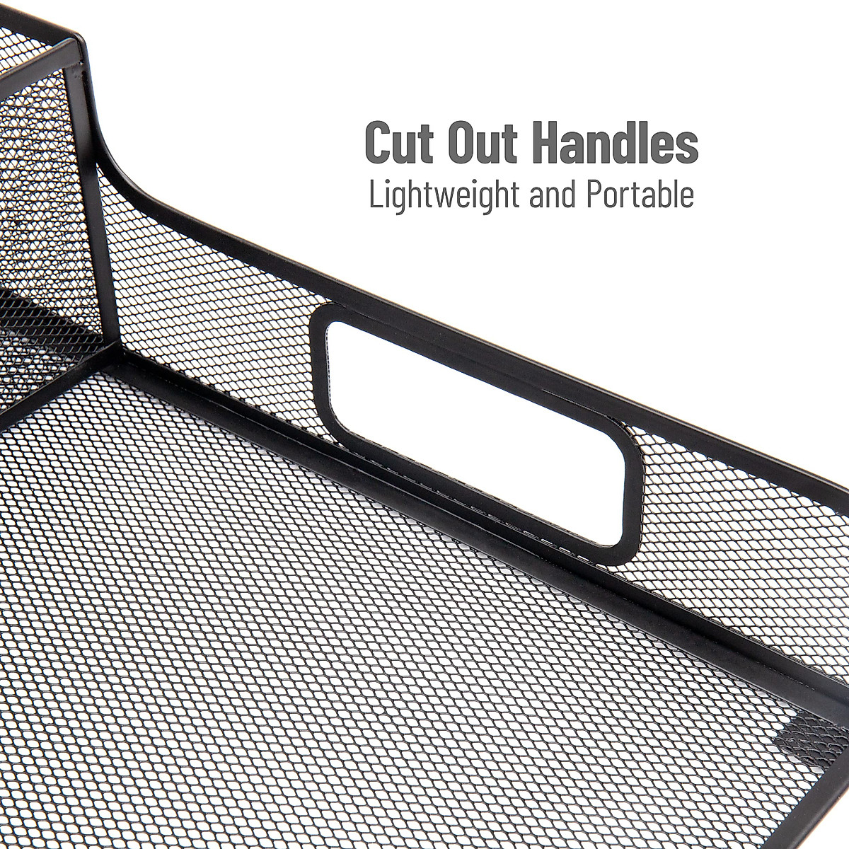 Mind Reader Utensil Napkin & Plate Holder, Silverware Organizer, Serving Tray, Metal Mesh, 11.5"L x 14.75"W x 5.5"H, Black