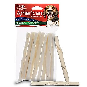 Pet Factory American Beefhide 5" Twist Sticks Dog Chew Treats - Natural Flavor, 10 Count/1 Pack